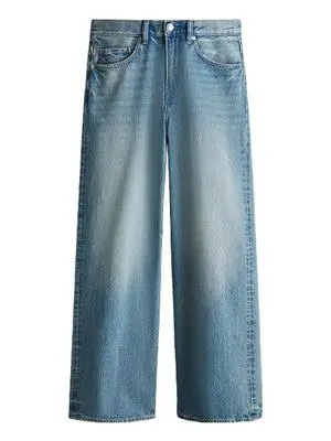 H&m Wide Leg Denim Jeans - Light Denim Blue