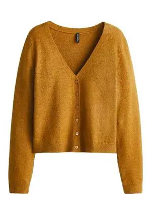 H&m V-neck Cardigan - Dark Mustard Yellow