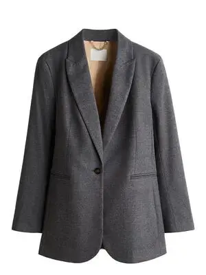 H&m Single-breasted Blazer With Peak Lapels - Dark Gray