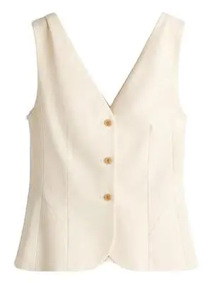 H&m V-neck Sleeveless Waistcoat - Cream