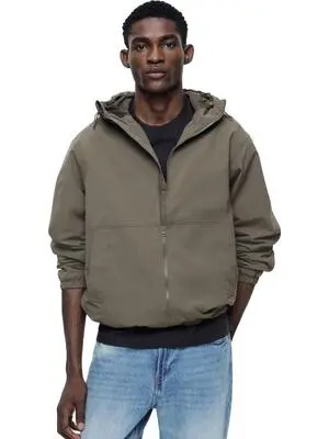 H&m Water-repellent Hooded Windbreaker - Dark Taupe