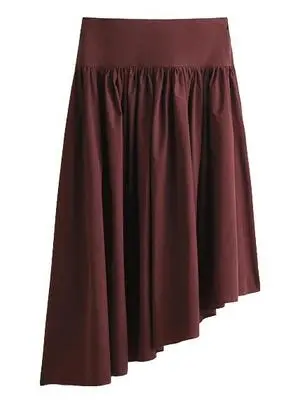H&m Asymmetric Midi Skirt - Dark Brown