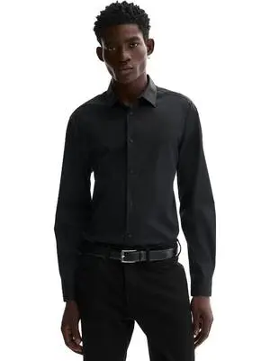 H&M Slim-fit Stretch Shirt - Black