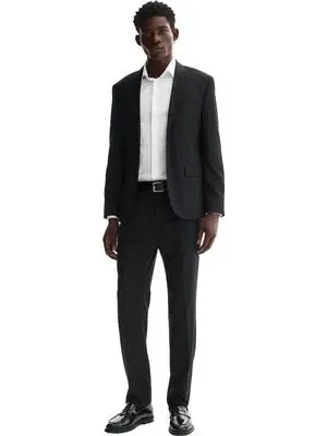 H&M H&M Slim Fit Suit Trousers With Creased Legs Black