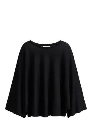 H&m Batwing-sleeved Sheer Jersey Top - Black
