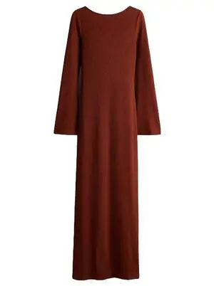 H&m Textured Knit Maxi Dress - Brown