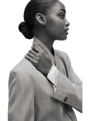 H&m Single-breasted Blazer With Peak Lapels - Beige/pinstriped