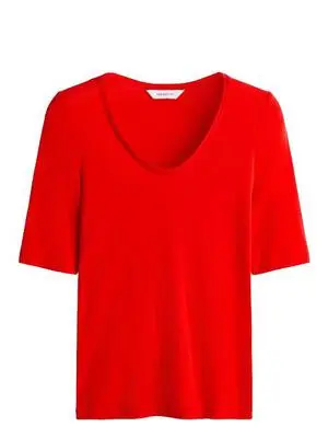 H&m Pima Cotton Scoop Neck Top - Red