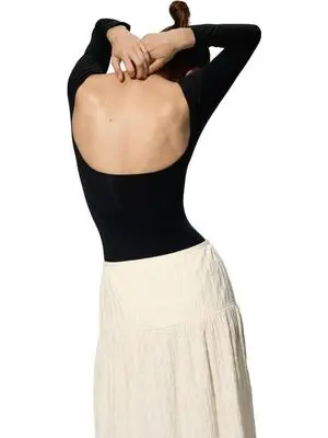 H&m Textured Jersey A-line Midi Skirt - Cream
