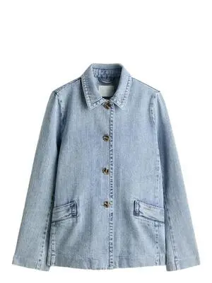 H&m Denim Jacket With Classic Collar - Light Denim Blue