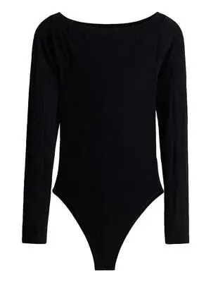 H&m Seamless Lace Long Sleeve Bodysuit - Black