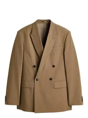 H&m Relaxed Fit Double-breasted Jacket With Peak Lapels - Dark Beige