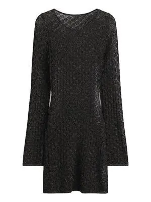 H&m Shimmering Pointelle-knit Long Sleeve Top - Black