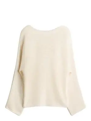 H&m Horizontal Rib Boat Neck Jumper - Cream