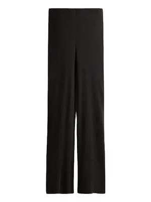 H&m Rib-knit Straight-leg Trousers - Dark Brown