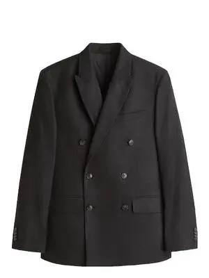 H&m Double-breasted Peak Lapel Jacket - Black