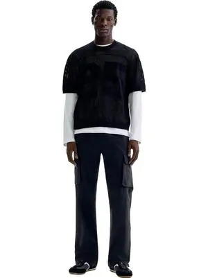 H&m Regular Fit Nylon Cargo Trousers - Black