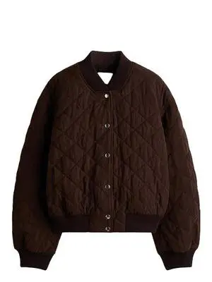 H&m Quilted Bomber Jacket - Dark Brown