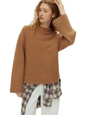 H&m Cashmere Blend Oversized Sweater - Dark Beige
