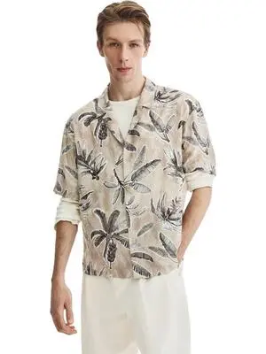 H&m Relaxed Fit Resort Shirt - Beige/patterned