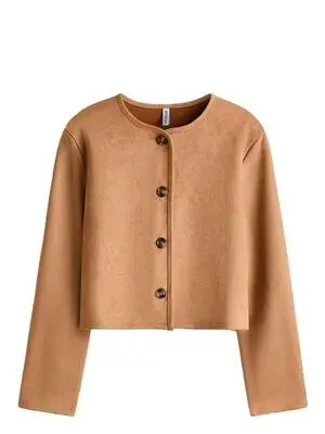 H&m Heavy Jersey Cardigan With Button Front - Dark Beige