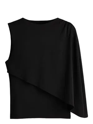 H&m Sleeveless Top With Asymmetric Cape Detail - Black