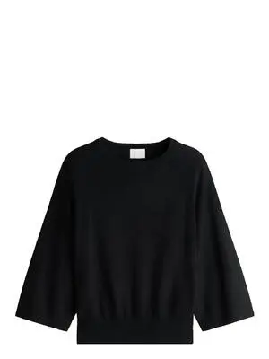 H&m Fine-knit Raglan Sleeve Top - Black