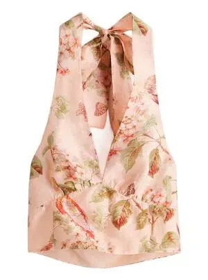 H&m Printed Halterneck Top - Light Pink/floral