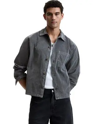 H&m Relaxed Fit Boxy Corduroy Shirt - Gray