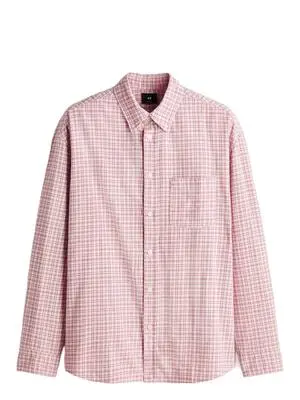 H&m Relaxed Fit Cotton Shirt - Pink/checked