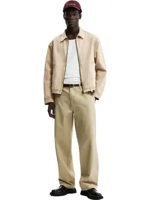 H&m Cotton Jacket With Collar And Zip-up Front - Beige