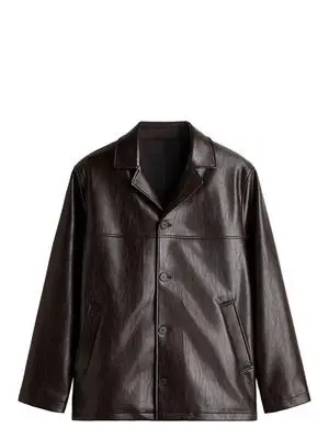 H&m Coated Jacket With Notch Lapels - Dark Brown