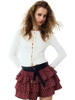 H&m Ruffle-trimmed Fine Knit Cardigan - White