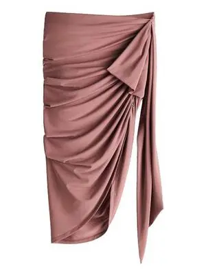 H&m Draped Tie-detail Midi Skirt - Dusty Pink