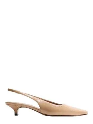 H&m Kitten-heeled Slingbacks With Chisel Toes - Beige