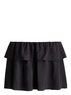 H&m Flared Mini Skirt With Flounce Detail - Black