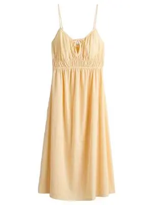 H&m Crinkled Jersey Midi Dress With Sweetheart Neckline And Spaghetti Straps - Yellow