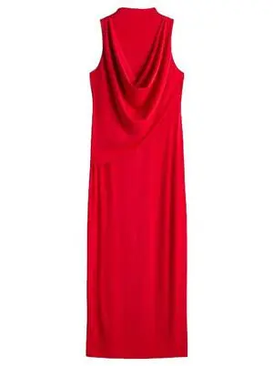 H&m Sleeveless Turtleneck Draped Maxi Dress - Red