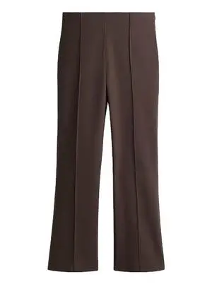 H&m Flared Crease-front Trousers - Dark Brown