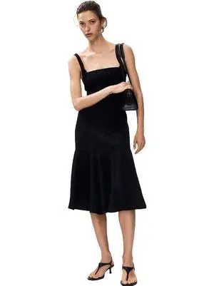 H&m Flared Skirt Midi Dress - Black