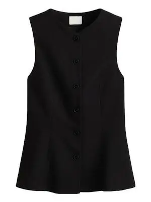 H&m Peplum Waistcoat With V-neck - Black