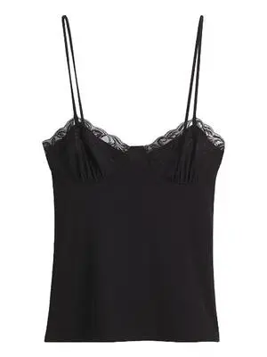 H&m Lace-trimmed Strappy Top - Black