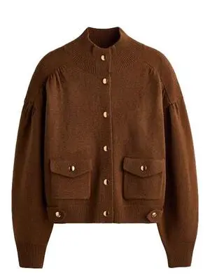 H&m H&M Oversized Ribbed Cardigan With Press-Stud Pockets Brown