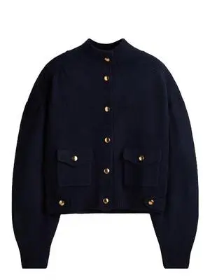 H&m H&M Oversized Ribbed Cardigan With Press-Stud Pockets Navy Blue