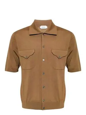 Versace Short-sleeved Button-up Sweater - Brown