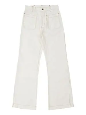 FORTELA High-waisted Cotton Twill Flared Trousers - Ecru