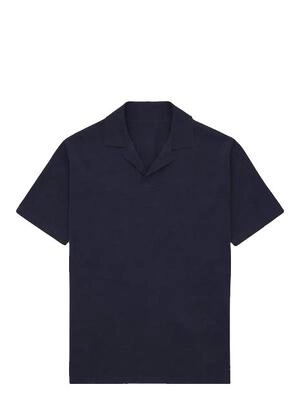 FORTELA Adrien V-neck Cotton Polo Blue