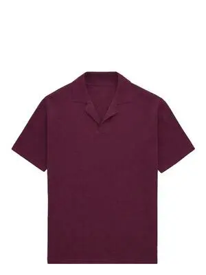 FORTELA Adrien V-neck Cotton Polo - Plum