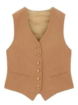 FORTELA Single-breasted Wool Blend Vest - Camel