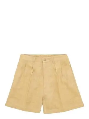 FORTELA Pleated Linen Bermuda Shorts - Camel